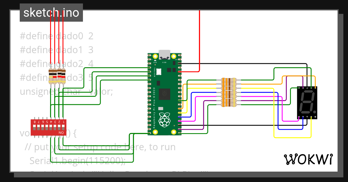 Display de 7 segmentos cont 0 a 9 - Wokwi ESP32, STM32, Arduino Simulator