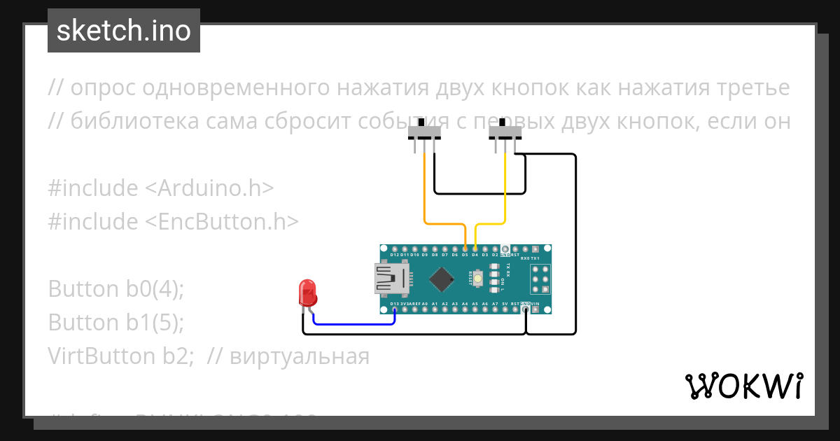 EncButton_button - Wokwi ESP32, STM32, Arduino Simulator