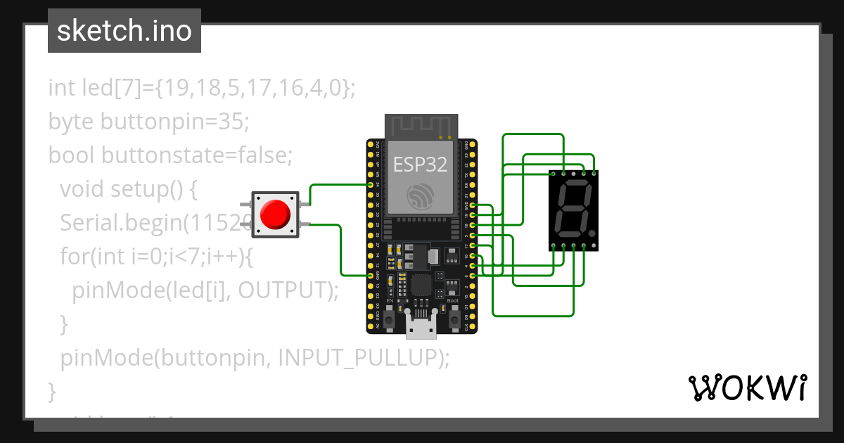 7seg1button Wokwi Esp32 Stm32 Arduino Simulator 9318