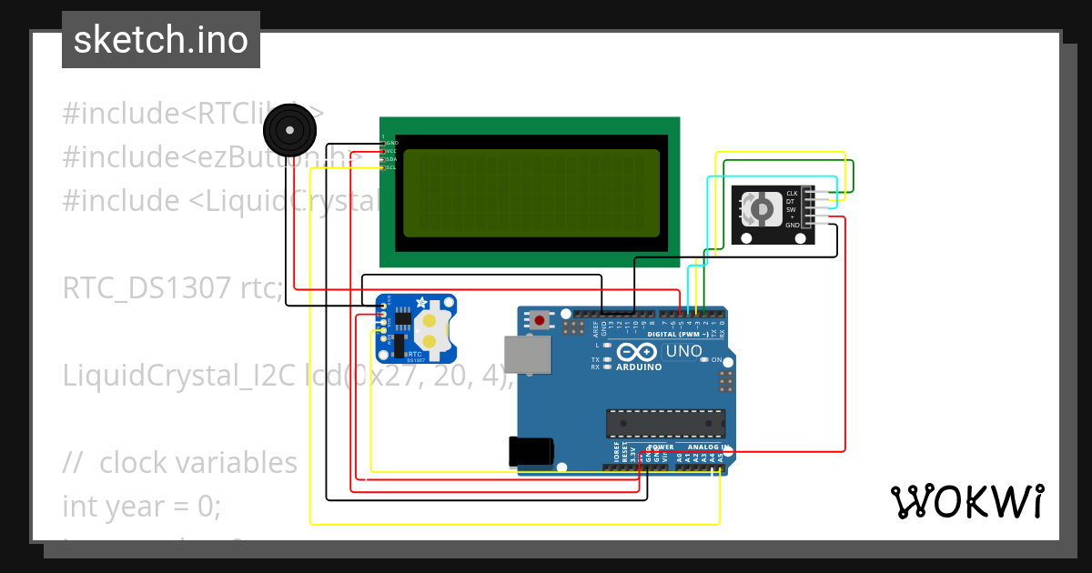 clock data/time/alarm - Wokwi ESP32, STM32, Arduino Simulator