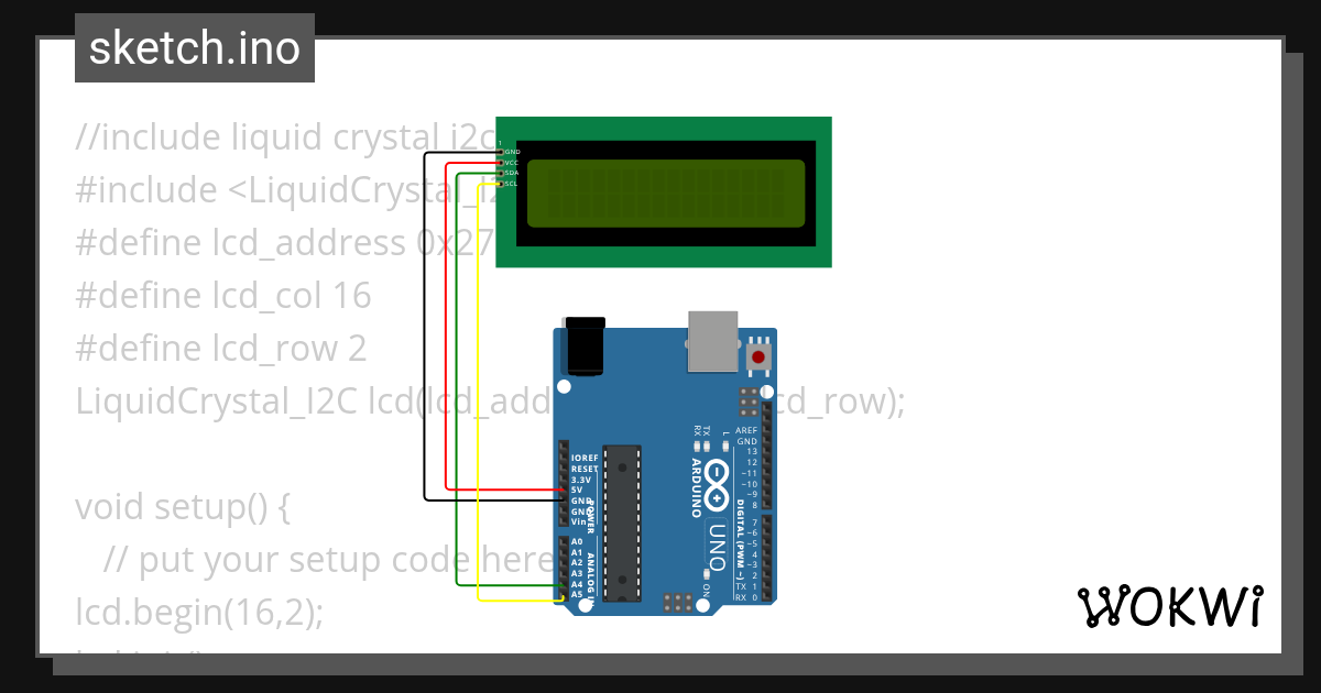 LCD using Arduino simulator - Wokwi ESP32, STM32, Arduino Simulator