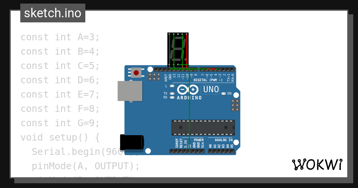 一位数码管 Wokwi Esp32 Stm32 Arduino Simulator