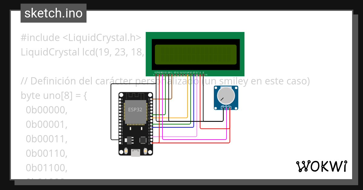 LCD 16x2 UPIITA - Wokwi ESP32, STM32, Arduino Simulator