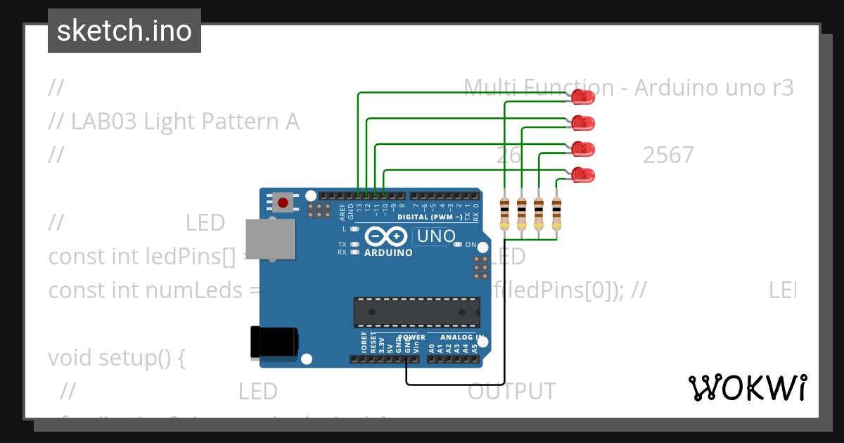 LAB04 Light Pattern B - Wokwi ESP32, STM32, Arduino Simulator