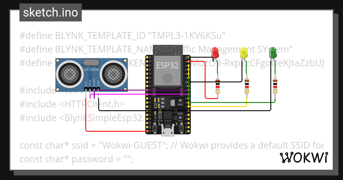 Smart Traffic Diversion System Management Final Project IOT - Wokwi ESP32, STM32, Arduino Simulator