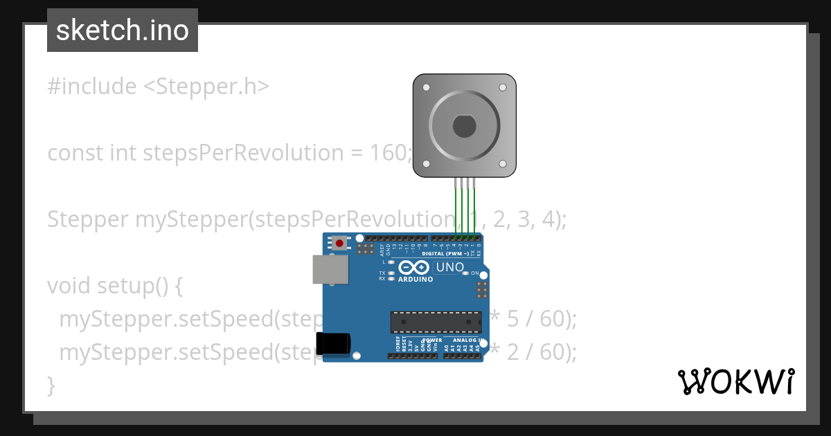 stepper motor - Wokwi ESP32, STM32, Arduino Simulator