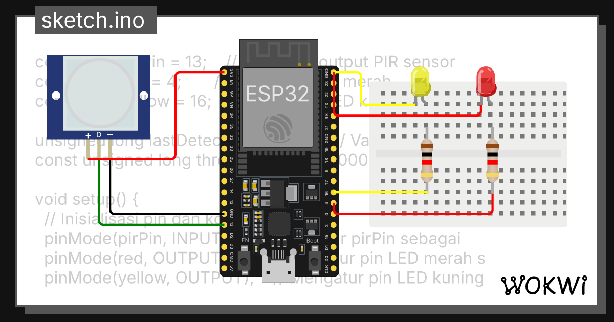 sensor gerak - Wokwi ESP32, STM32, Arduino Simulator