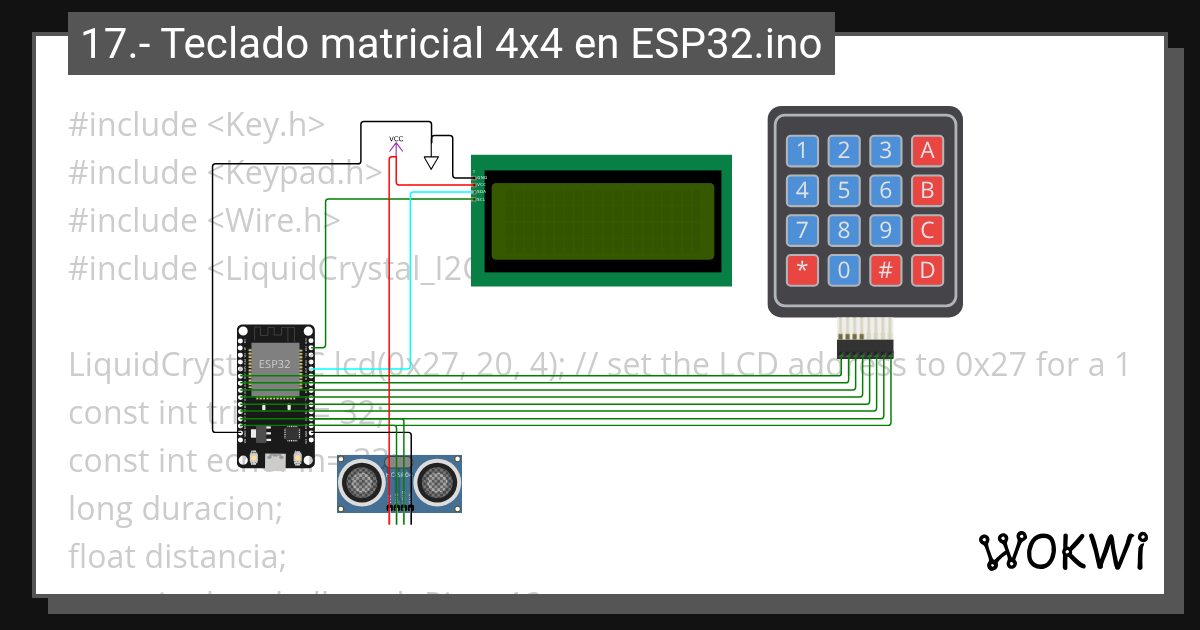 Teclado matricial 4x4 en ESP32 (56656565) - Wokwi ESP32, STM32, Arduino Simulator