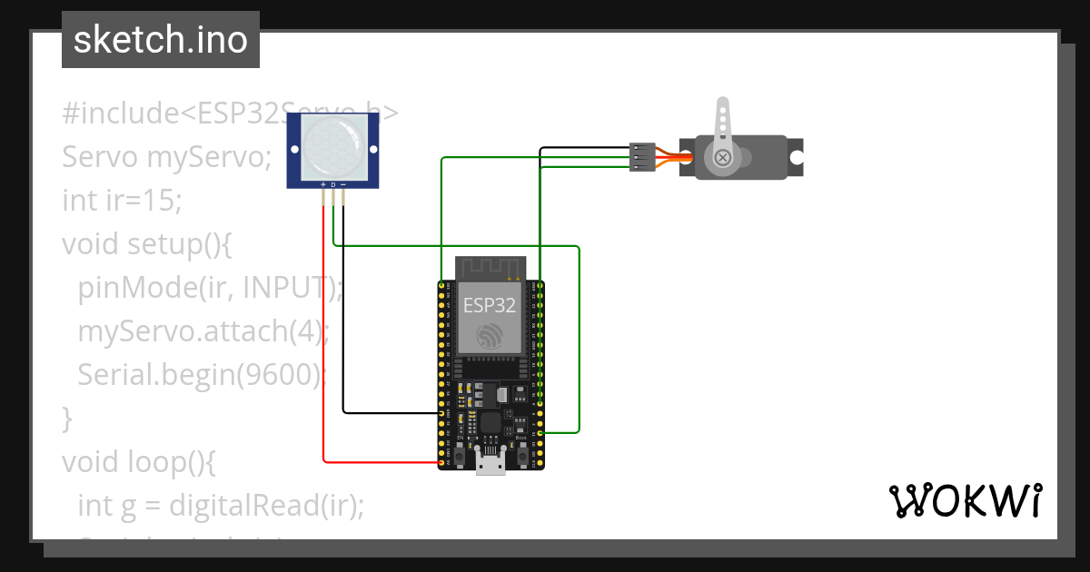 pir sensor with servo - Wokwi ESP32, STM32, Arduino Simulator pir sensor with servo - Wokwi ESP32, STM32, Arduino Simulator