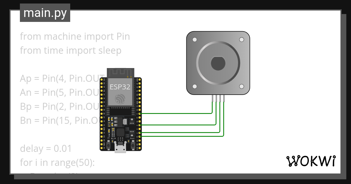 反转步进电机 Wokwi Esp32 Stm32 Arduino Simulator
