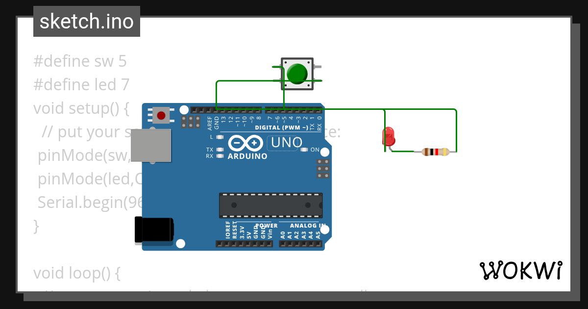 switch led - Wokwi ESP32, STM32, Arduino Simulator