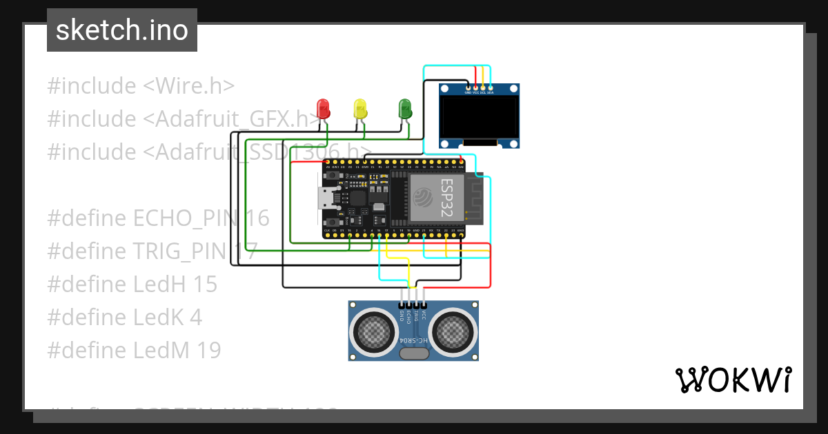 ADYANDRA ESP32 ULTRASONIK MONITORING - Wokwi ESP32, STM32, Arduino Simulator