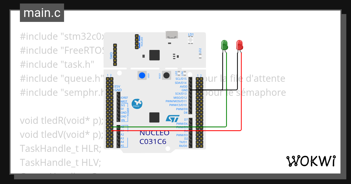 TD queue sémaphore à faire - Wokwi ESP32, STM32, Arduino Simulator