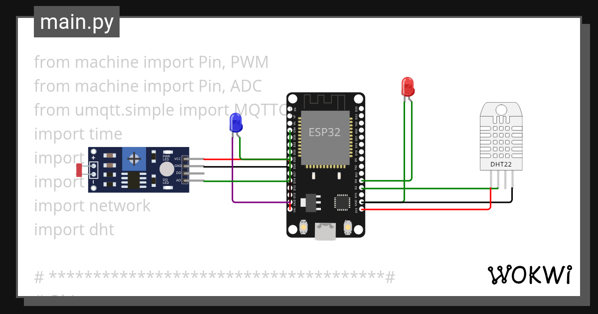 Micropython DHT - Wokwi ESP32, STM32, Arduino Simulator