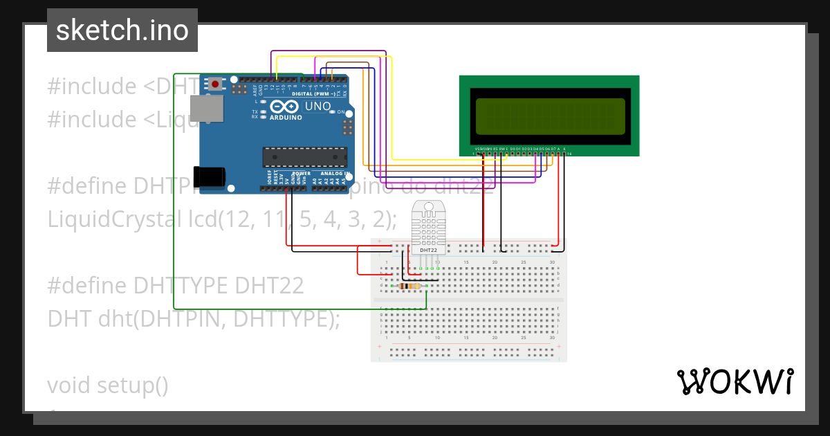 dht22 (lcd) - Wokwi ESP32, STM32, Arduino Simulator
