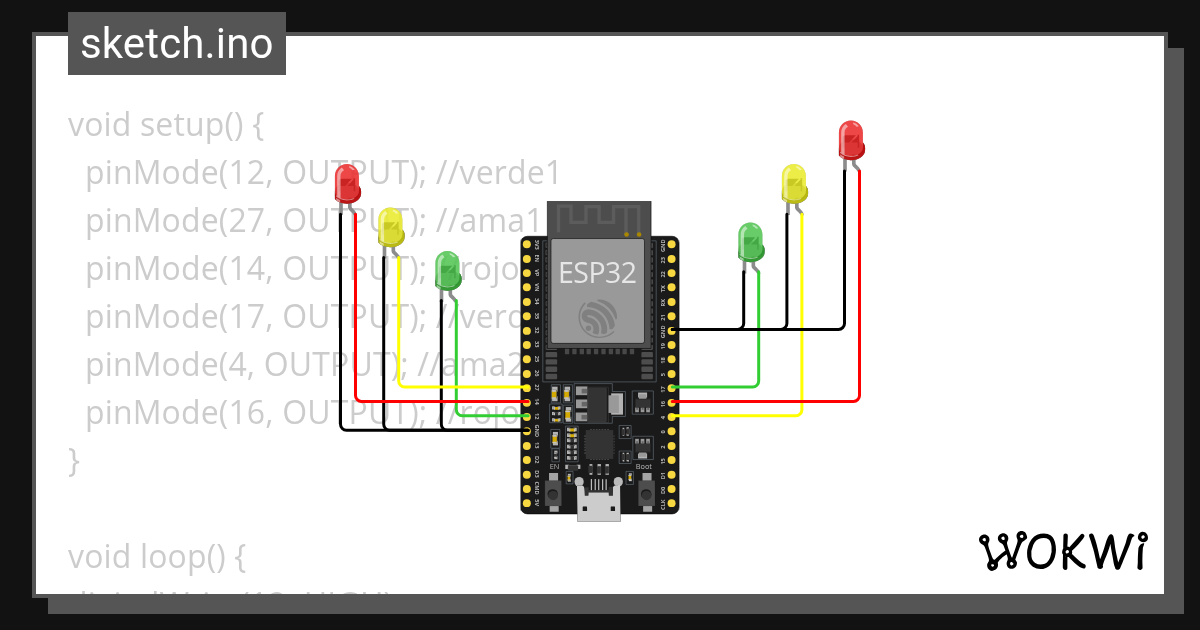 semaforo 2 - Wokwi ESP32, STM32, Arduino Simulator