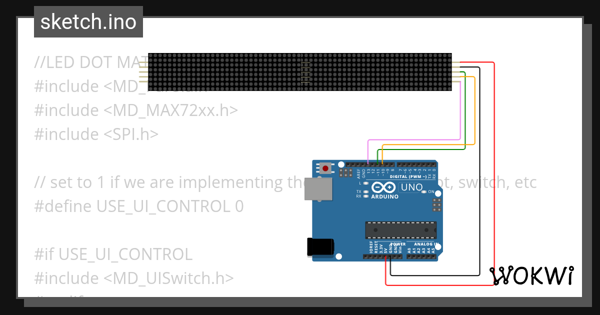 MENAMPILKAN TEKS BERJALAN LED DOT MATRIK - Wokwi ESP32, STM32, Arduino Simulator