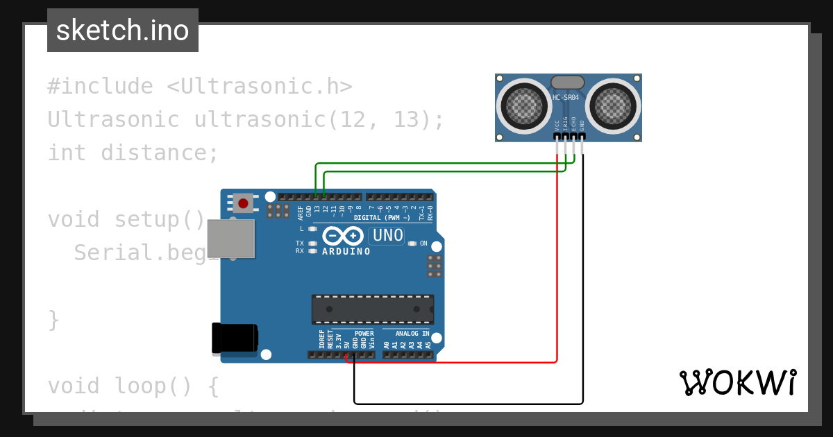 超音波實作電路 Wokwi Esp32 Stm32 Arduino Simulator