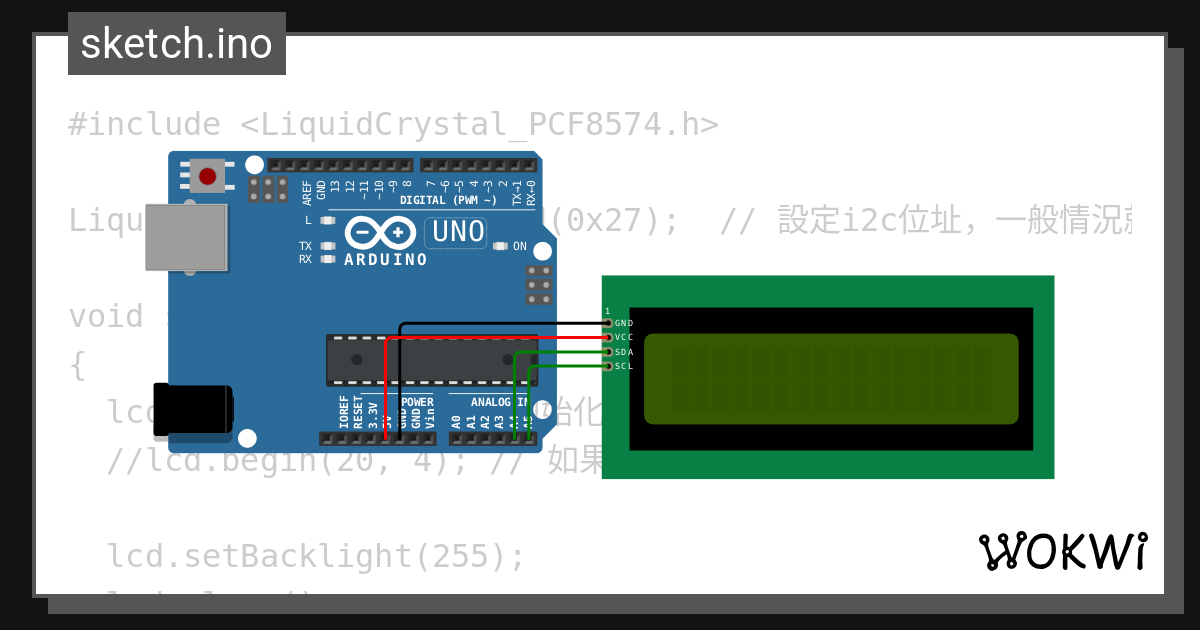 Lcd實作電路 Wokwi Esp32 Stm32 Arduino Simulator 9327