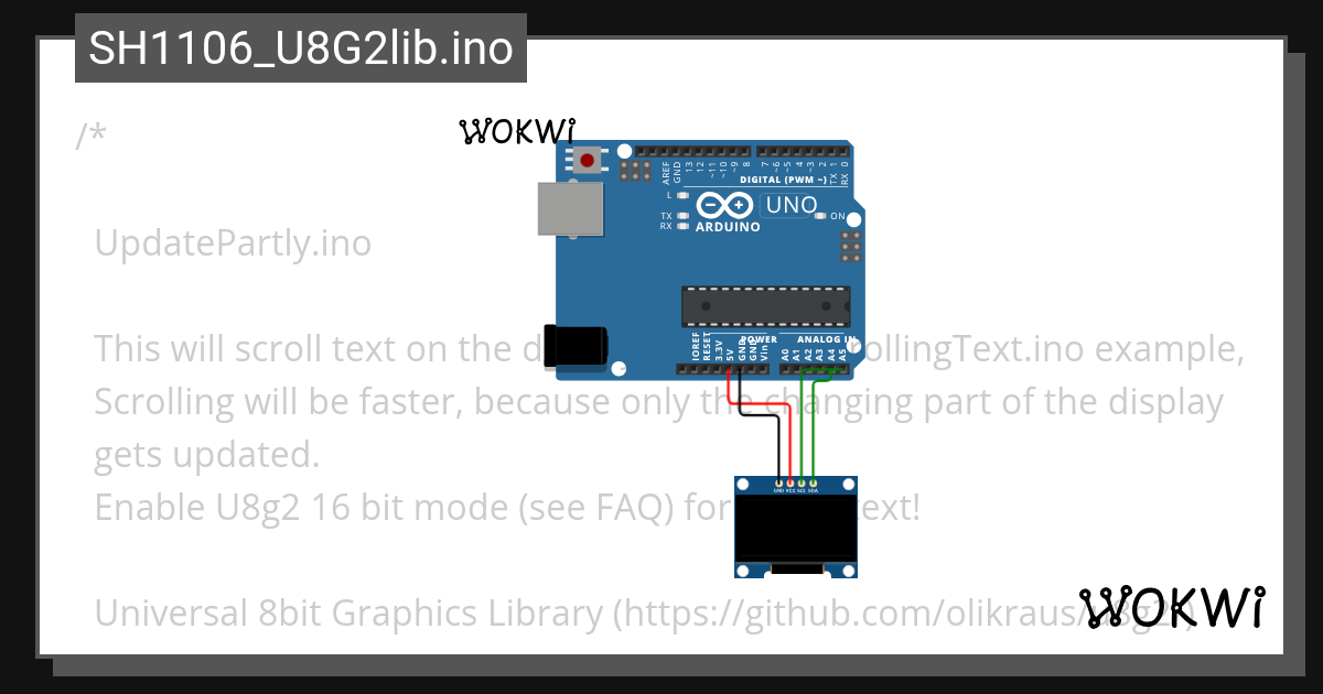 SH1106_U8G2lib.ino Kilroy was here - Wokwi ESP32, STM32, Arduino Simulator