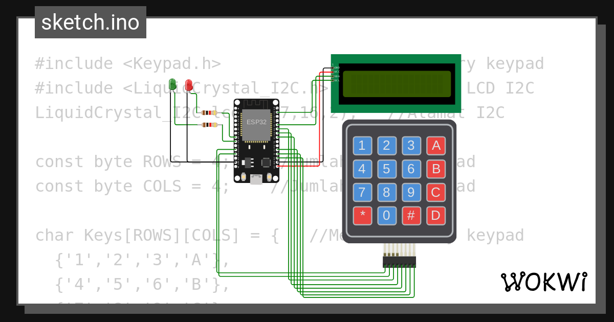 Challenge Smart Paswordkeypad Denganoutput Teks Lcd Dan Led Copy Wokwi Esp32 Stm32 Arduino