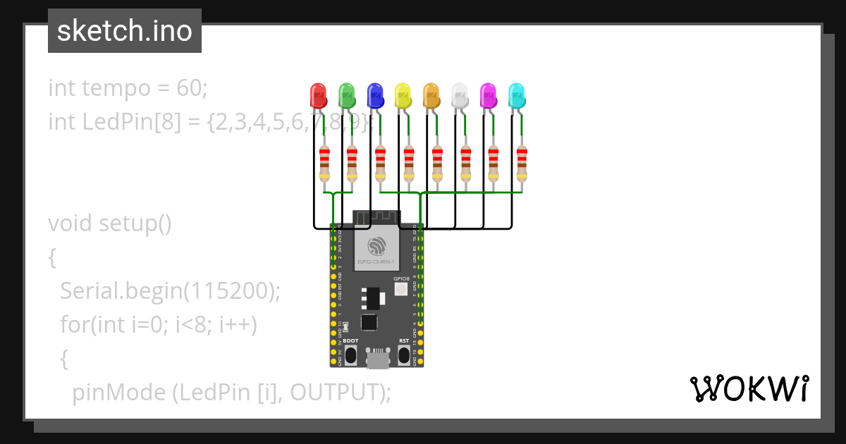 8 Leds Fiminicio Ciclo Wokwi Esp32 Stm32 Arduino Simulator 7265