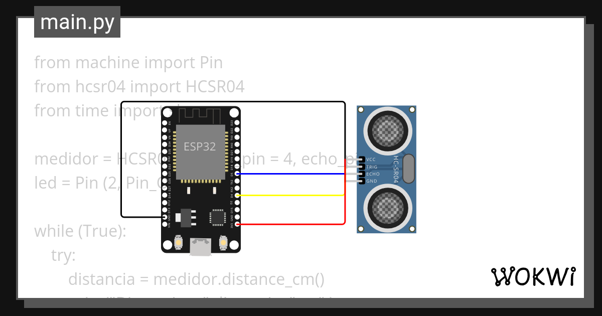 Sensor Distancia Wokwi Esp32 Stm32 Arduino Simulator 3011