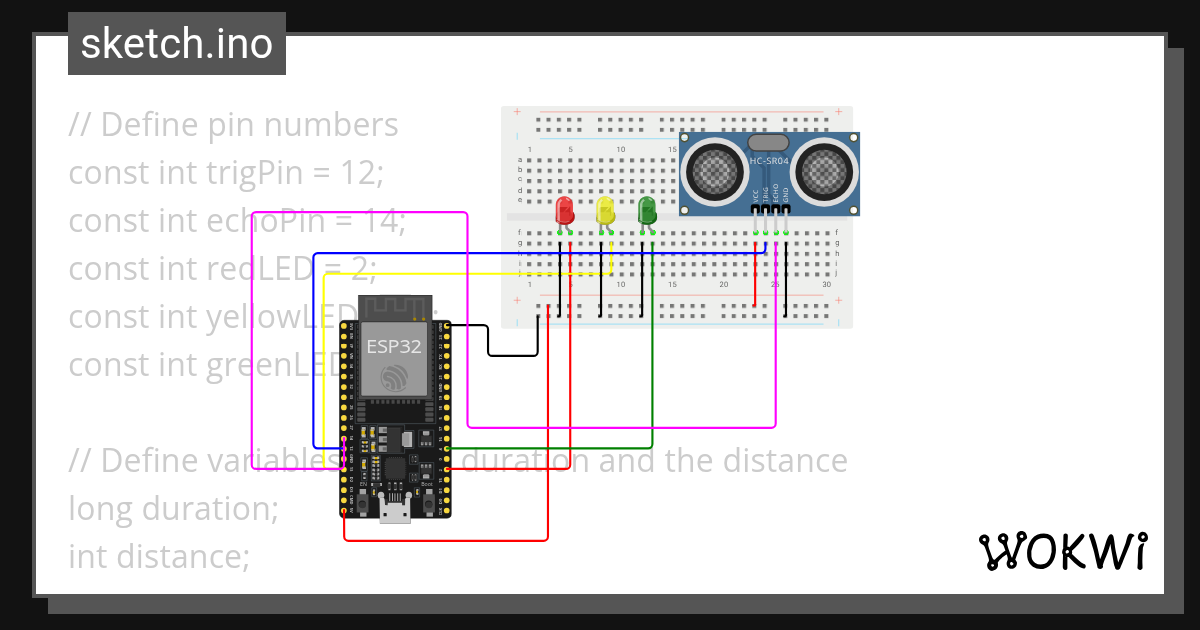 traffic light with sensor - Wokwi ESP32, STM32, Arduino Simulator