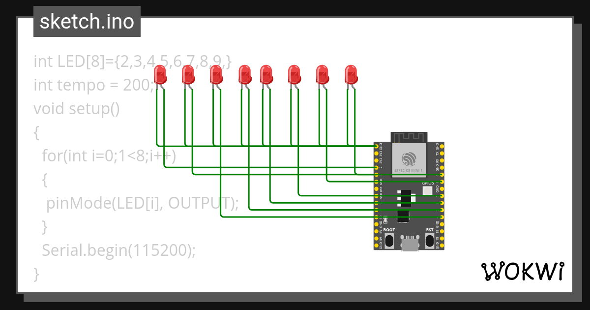 8-leds - Wokwi ESP32, STM32, Arduino Simulator 8-leds - Wokwi ESP32, STM32, Arduino Simulator