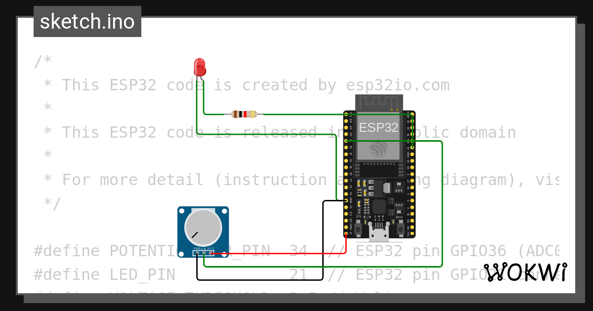 Potentiometer Trigger Led Wokwi Esp32 Stm32 Arduino Simulator