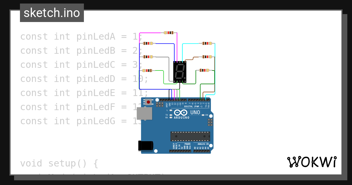 Підключити 7 сегментний індикатор вивести текст Wokwi Esp32 Stm32 Arduino Simulator 6137