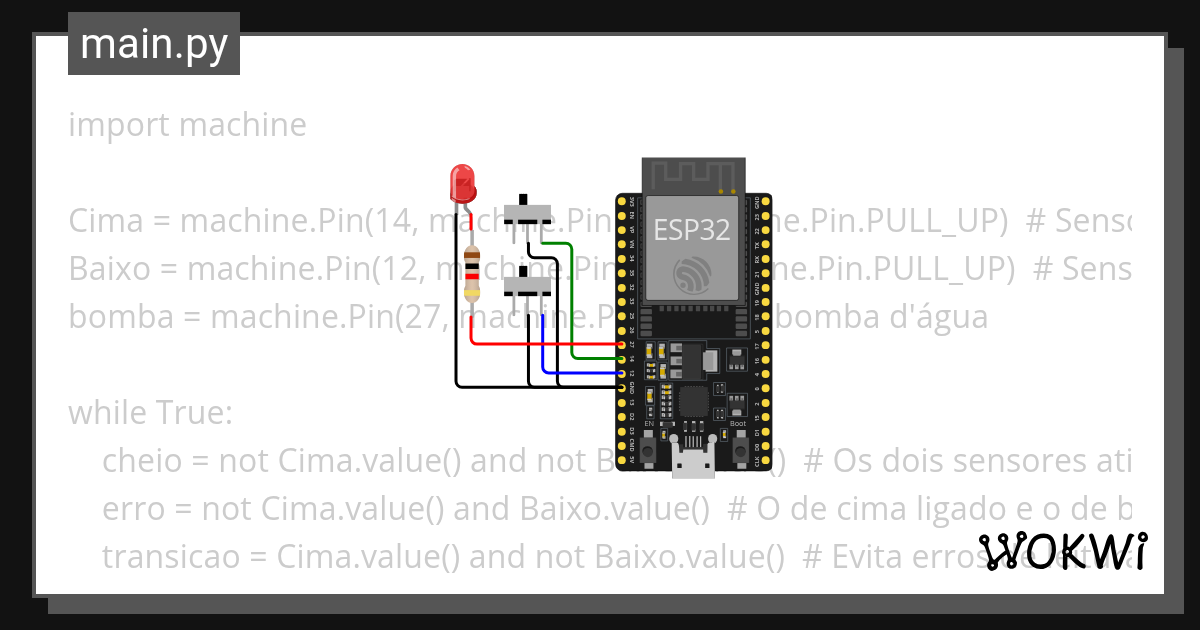 Sensor de encher pote d'água - Wokwi ESP32, STM32, Arduino Simulator