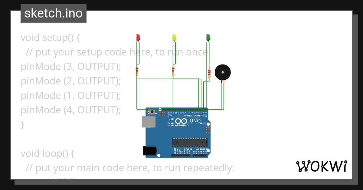 traffic light buzzer - Wokwi ESP32, STM32, Arduino Simulator