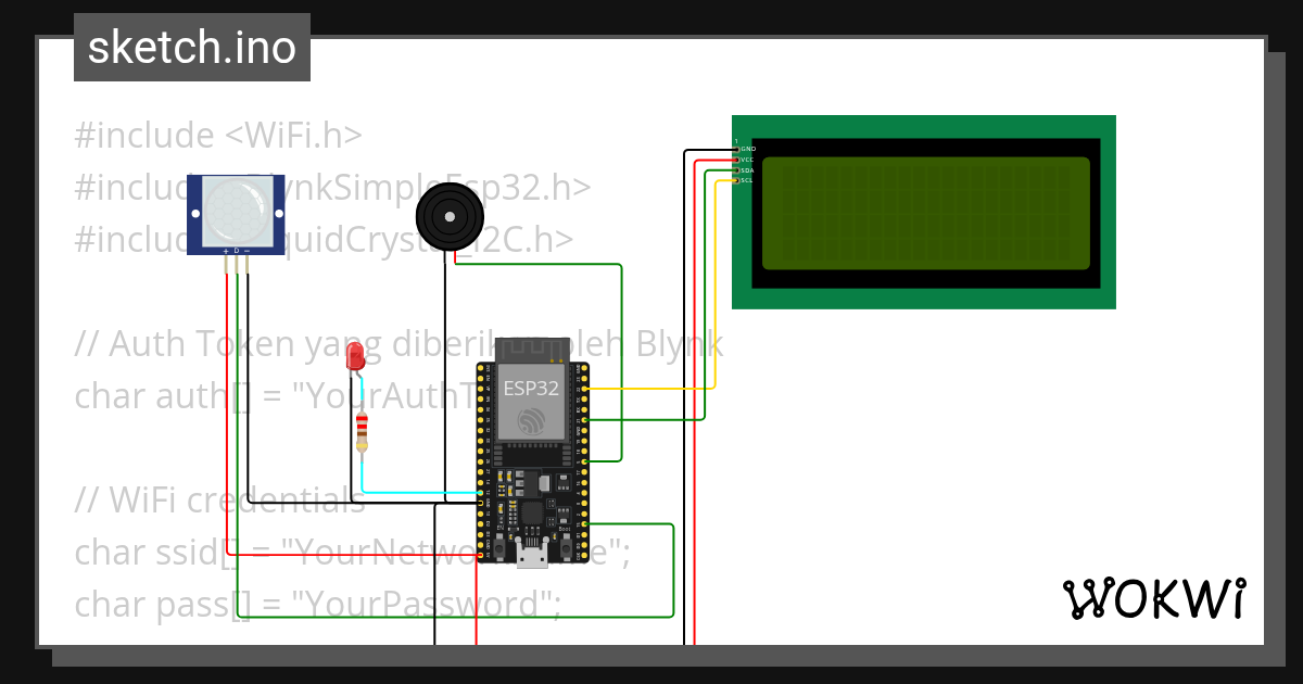 sya Sensor PIR Motion Detected Copy - Wokwi ESP32, STM32, Arduino Simulator