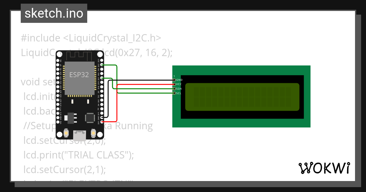 LCD I2C WITH ESP32GN - Wokwi ESP32, STM32, Arduino Simulator
