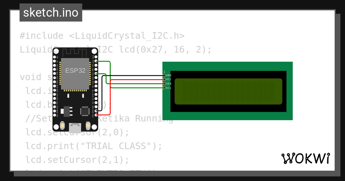 Lcd I2c With Esp32 Gn Wokwi Esp32 Stm32 Arduino Simulator