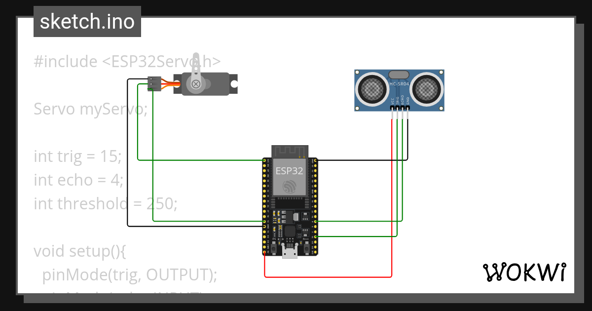 Integrating Ultrasonic Sensor With Servo Motor Wokwi Esp32 Stm32 Arduino Simulator