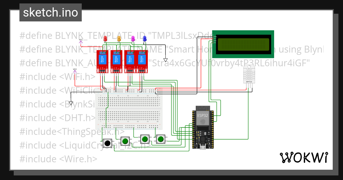 Home Automation Using Blynk App Wokwi Esp32 Stm32 Arduino Simulator 9861