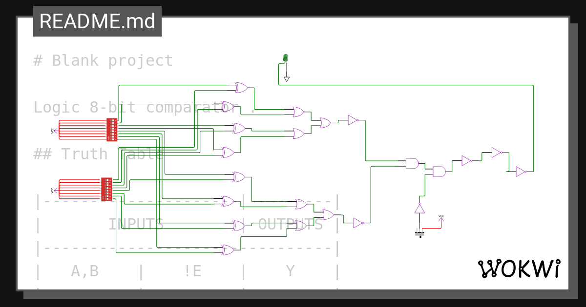 Logic 8 Bit Comparator Wokwi Esp32 Stm32 Arduino Simulator