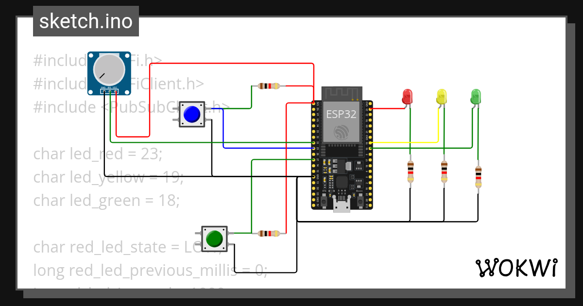 lab6_01_Blink red led and send a message - Wokwi ESP32, STM32, Arduino Simulator