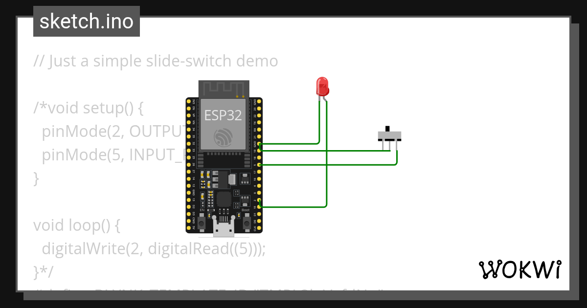 switch control via cloud - Wokwi ESP32, STM32, Arduino Simulator