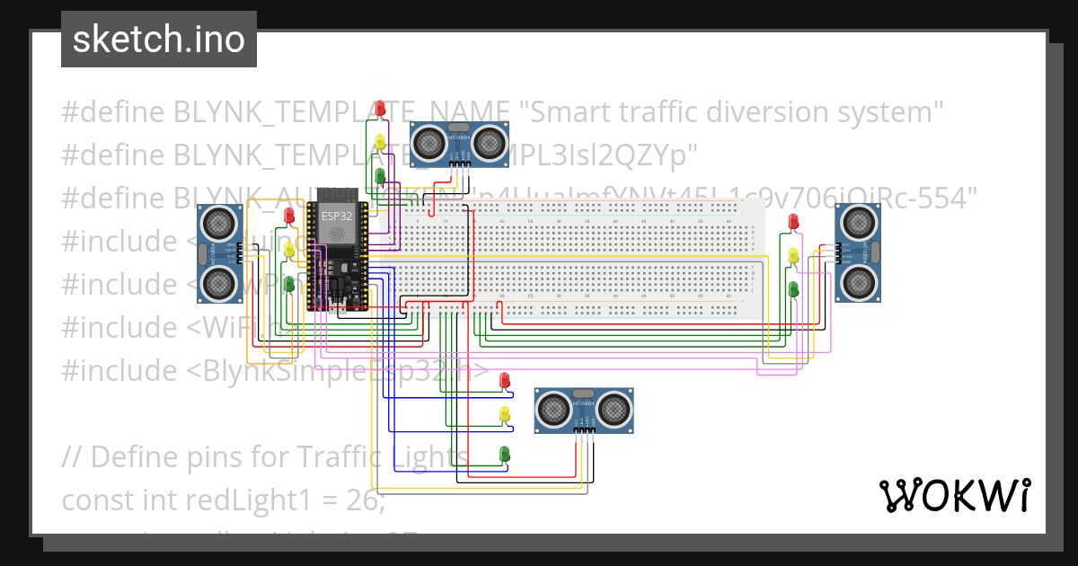 Traffic diversion management - Wokwi ESP32, STM32, Arduino Simulator