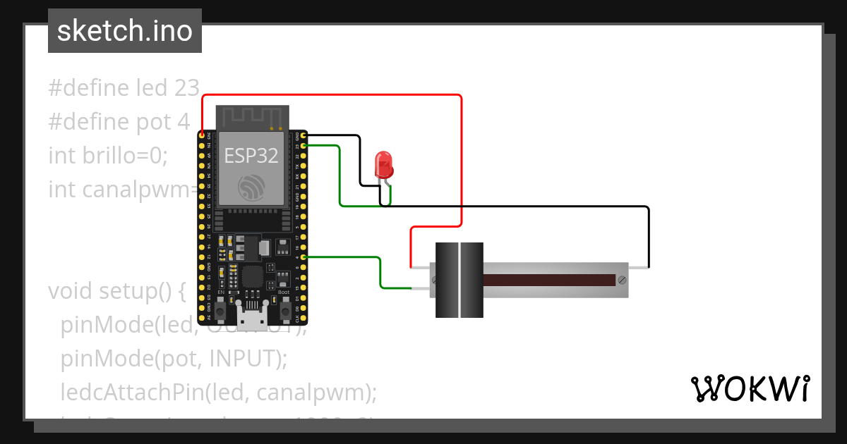 Led-PWM Pot - Wokwi ESP32, STM32, Arduino Simulator Led-PWM Pot - Wokwi ESP32, STM32, Arduino Simulator
