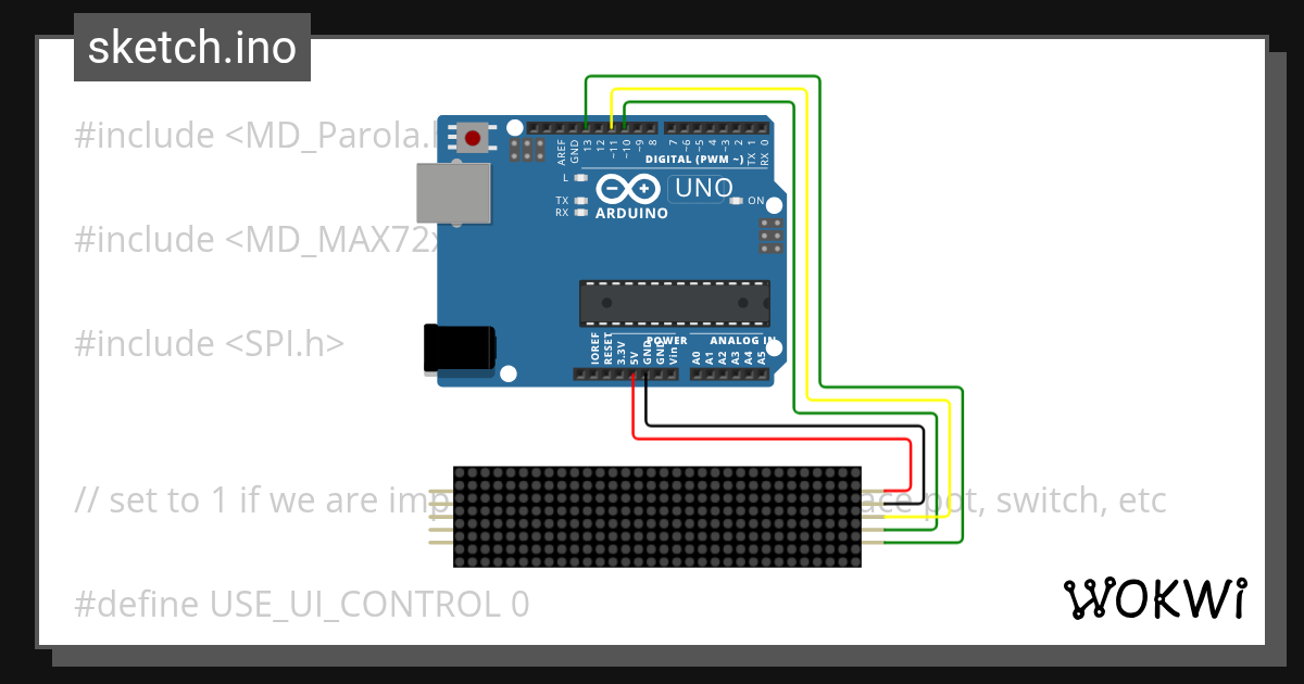 TUGAS > dotMatrix > m.taufan.ismail - Wokwi ESP32, STM32, Arduino Simulator