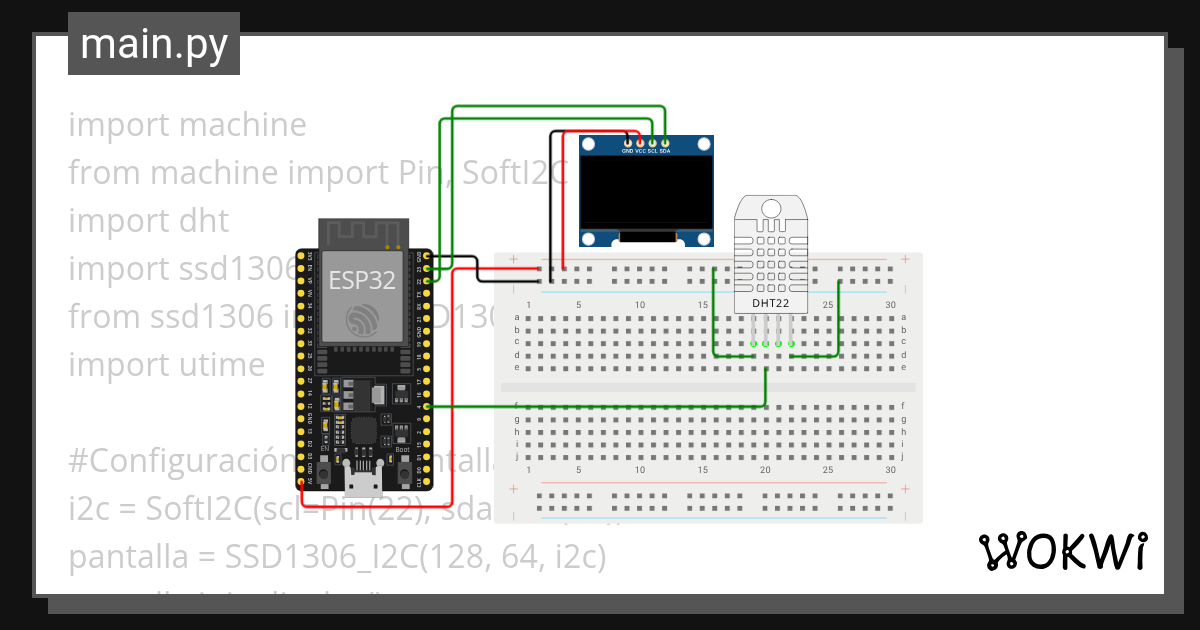Temperatura y humedad micropython - Wokwi ESP32, STM32, Arduino Simulator