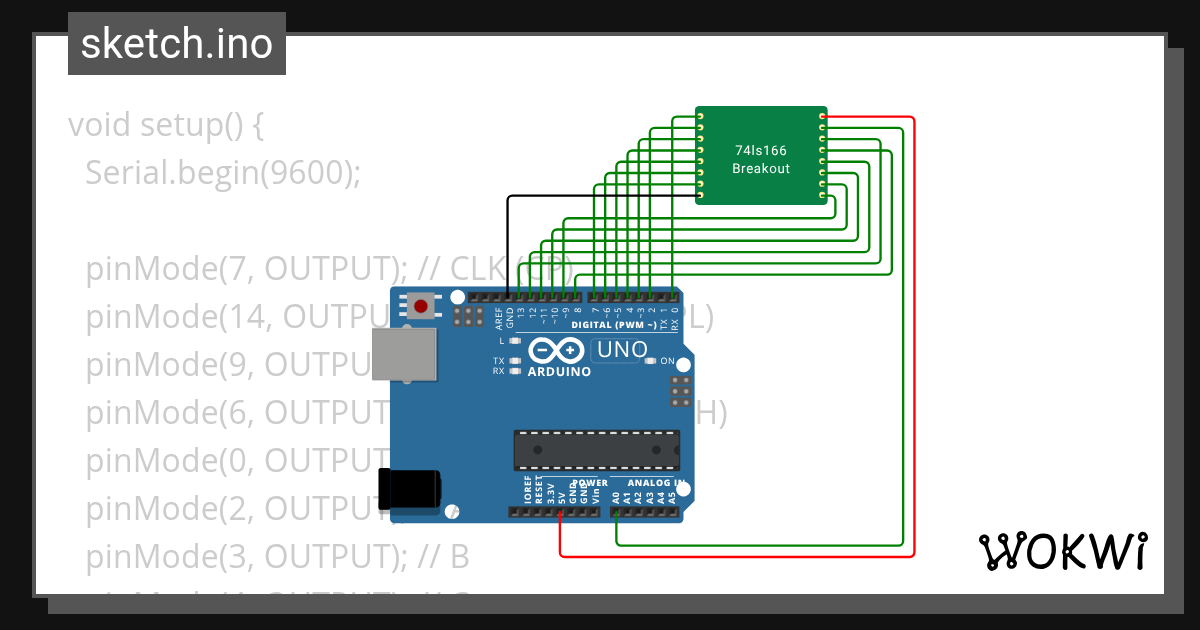 74ls166 - Wokwi ESP32, STM32, Arduino Simulator
