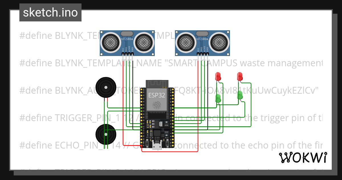 Smart Campus waste management system - Wokwi ESP32, STM32, Arduino Simulator
