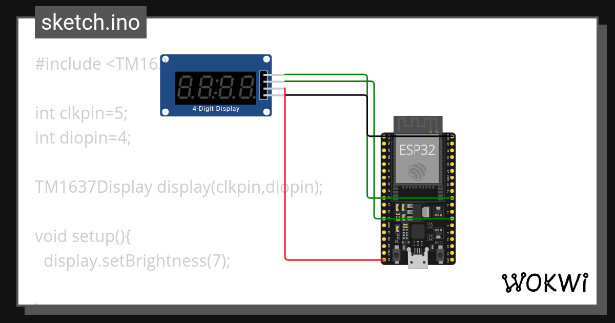 Tm1637 Wokwi Esp32 Stm32 Arduino Simulator 
