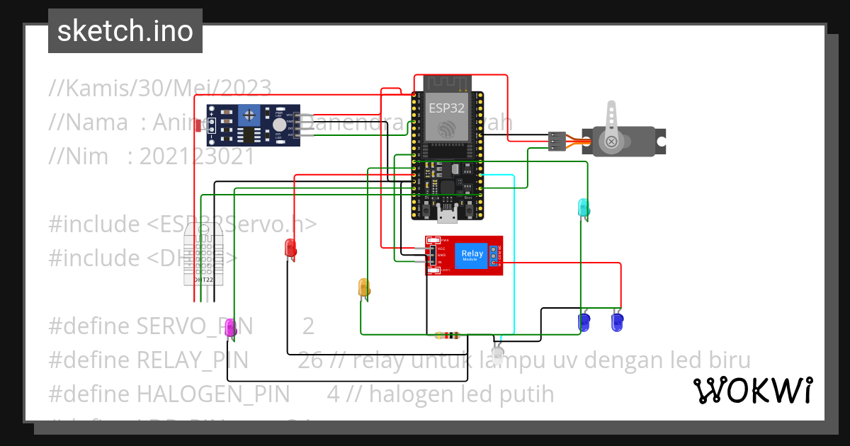 Challenge 9.4 Budidaya Tomat di dalam Green house berdasarkan iklim Bagian 2 - Wokwi ESP32 ...