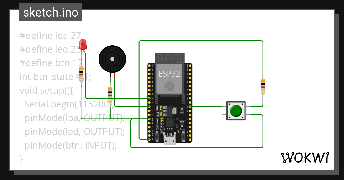 BUTTON_BUZZER - Wokwi ESP32, STM32, Arduino Simulator